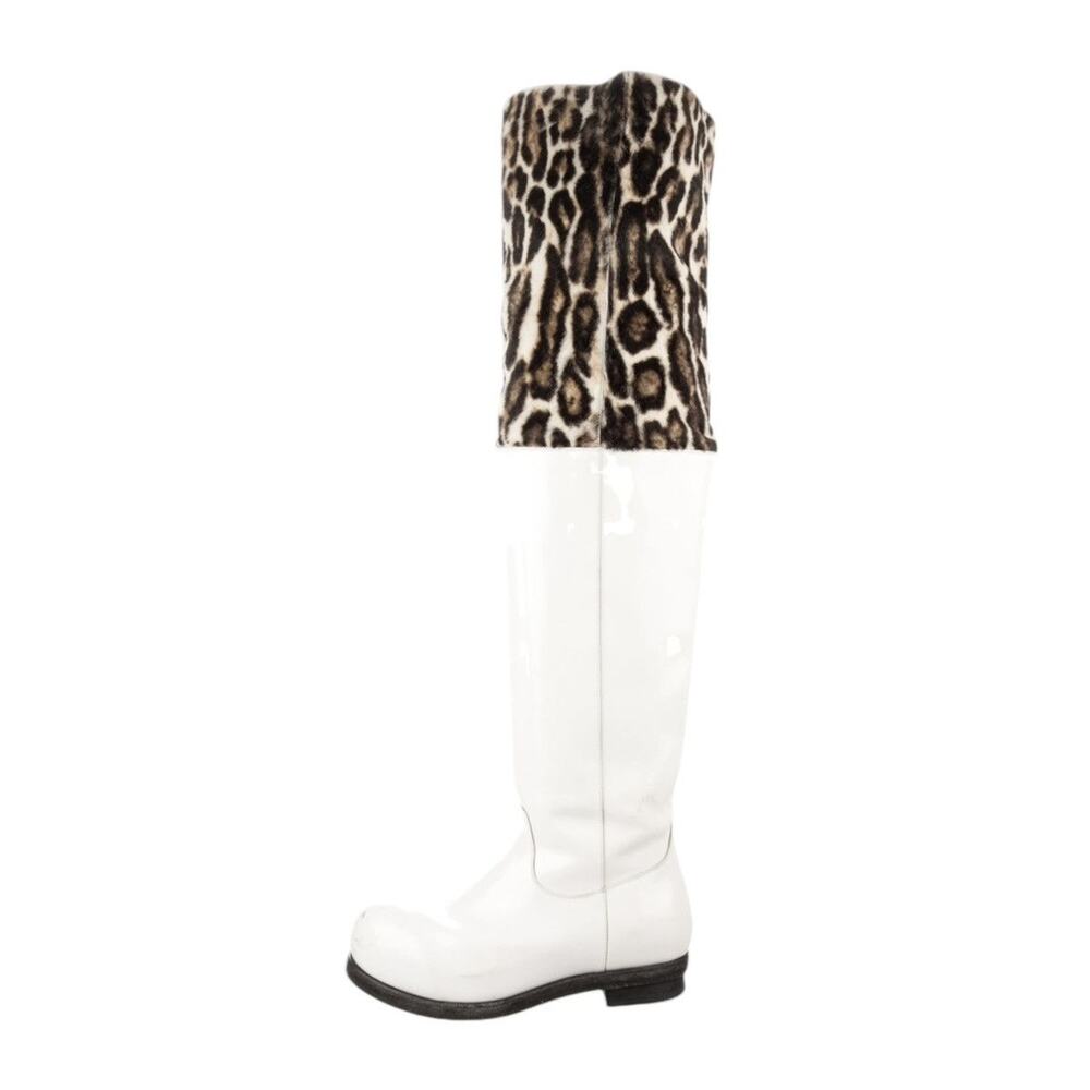 Runway Patent Leather Pony Hair Thigh High Boot - Gem